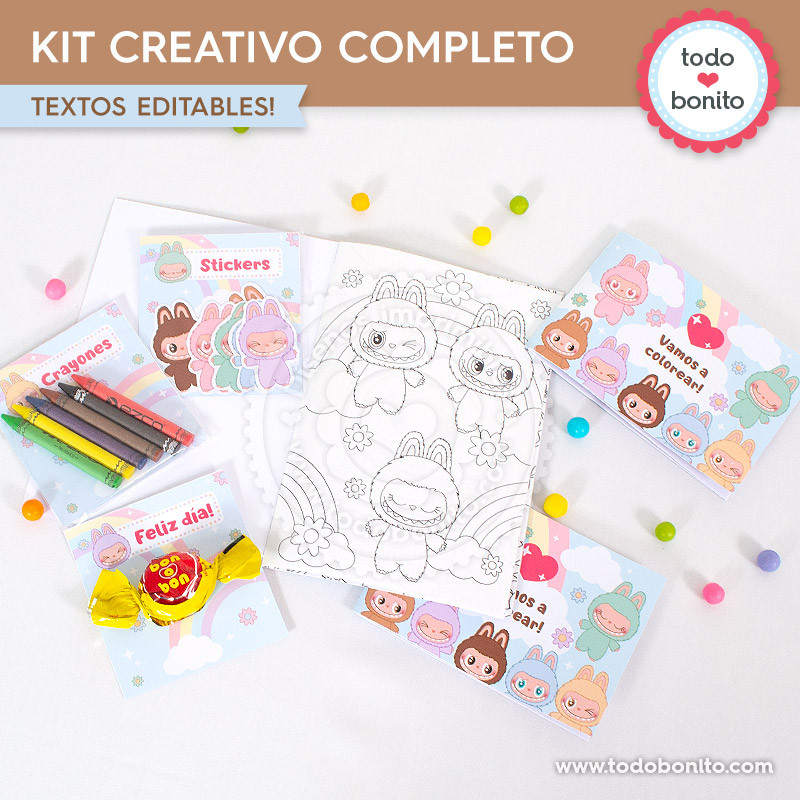 Kit creativo imprimible de Labubu para regalar o decorar