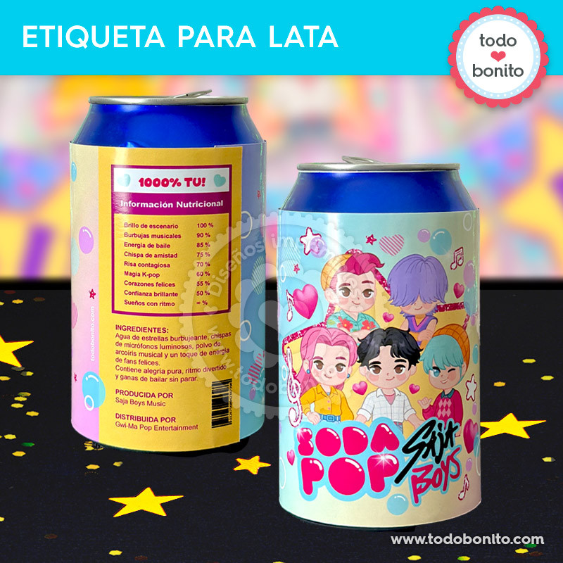 Saja Boys Soda Pop 💜 Envoltorio para lata imprimible | Todo Bonito