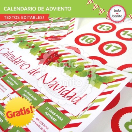*GRATIS * Navidad verde y rojo: calendario adviento