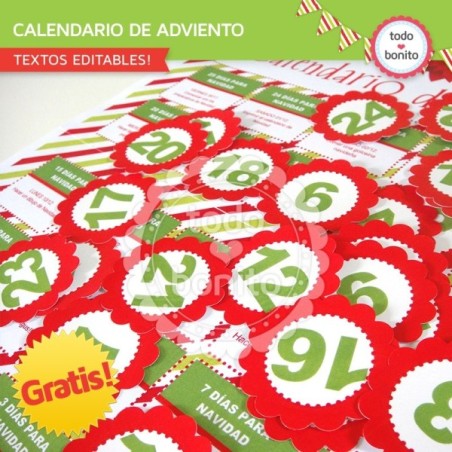 *GRATIS * Navidad verde y rojo: calendario adviento