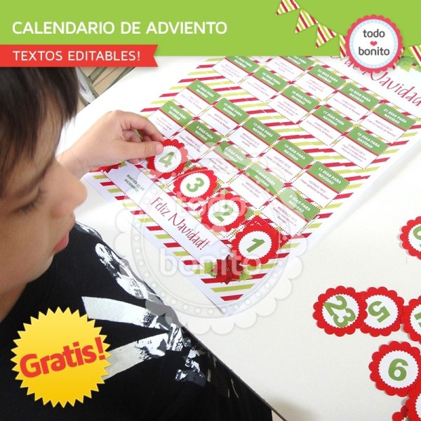 *GRATIS * Navidad verde y rojo: calendario adviento