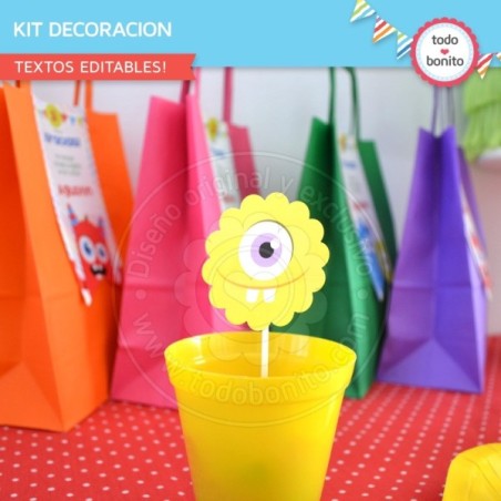 Monstruitos: Decoración imprimible para fiestas divertidas