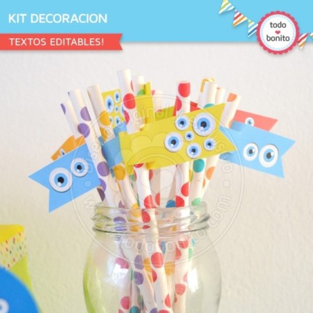 Monstruitos: Decoración imprimible para fiestas divertidas