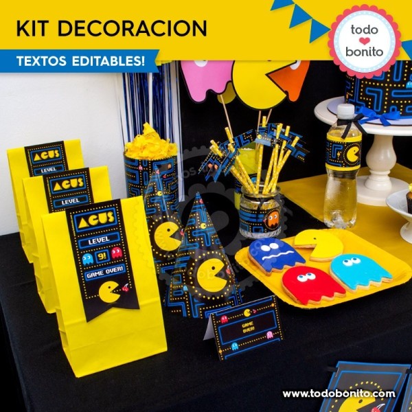 Pacman: Kit imprimible para decoración de fiestas retro y divertidas