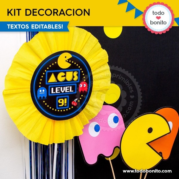 Pacman: Kit imprimible para decoración de fiestas retro y divertidas