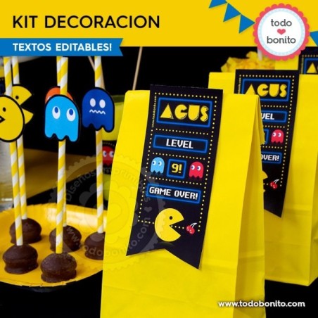 Pacman: Kit imprimible para decoración de fiestas retro y divertidas