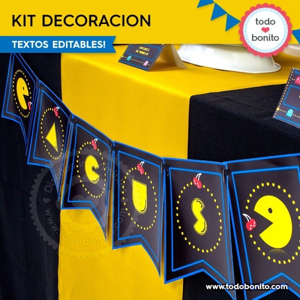 Pacman: Kit imprimible para decoración de fiestas retro y divertidas