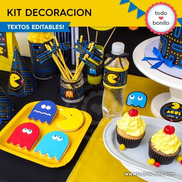 Pacman: Kit imprimible para decoración de fiestas retro y divertidas