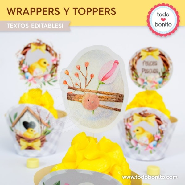 Pascuas pollito: wrappers y toppers