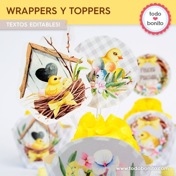 Pascuas pollito: wrappers y toppers