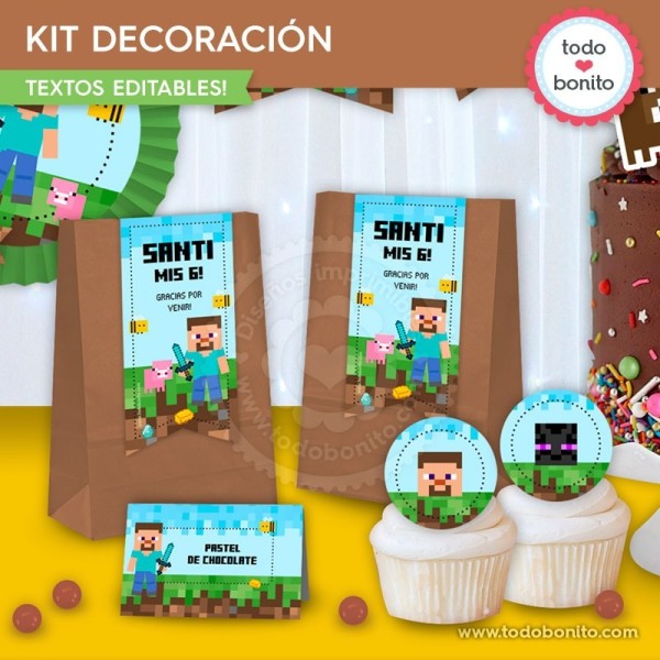 Minecraft: Kit imprimible para decoración de fiestas creativas