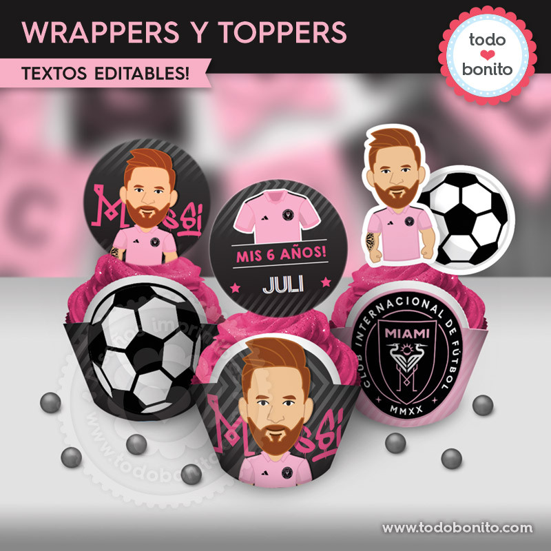 Messi Inter Miami: wrappers y toppers para cupcakes