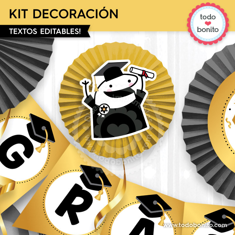 Graduación Flork: Kit imprimible para decoración de fiestas divertidas