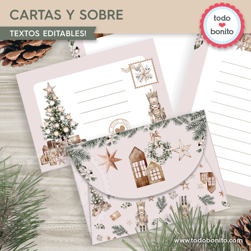 Navidad nórdico: papeles de carta y sobre