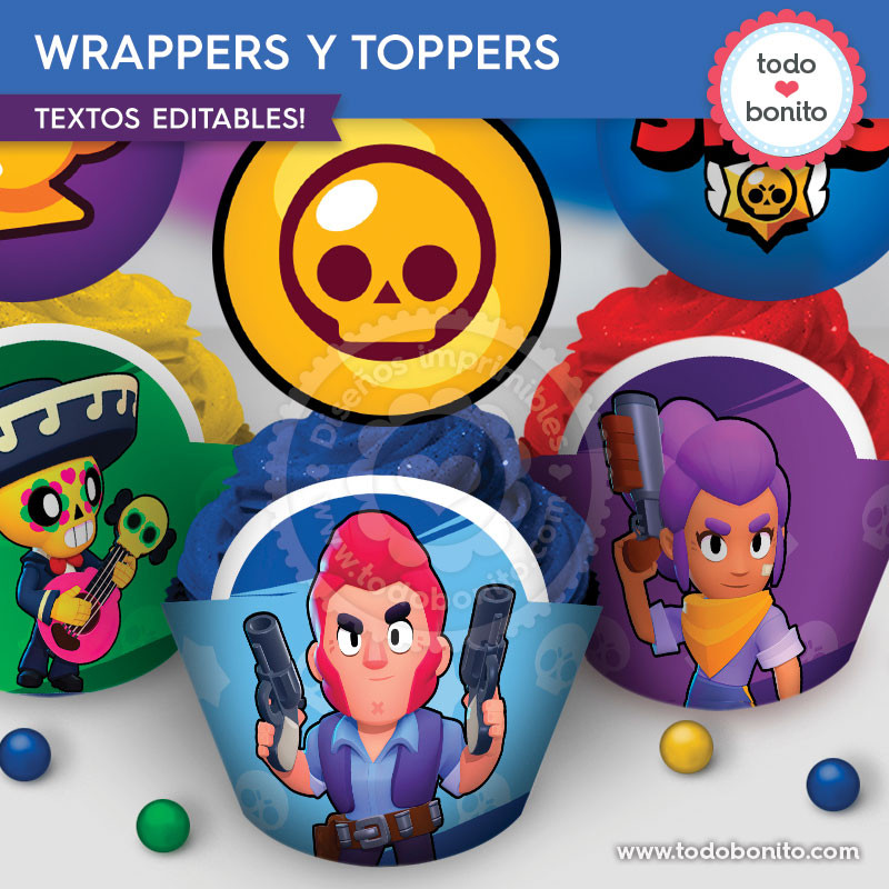Brawl Stars: wrappers y toppers para cupcakes