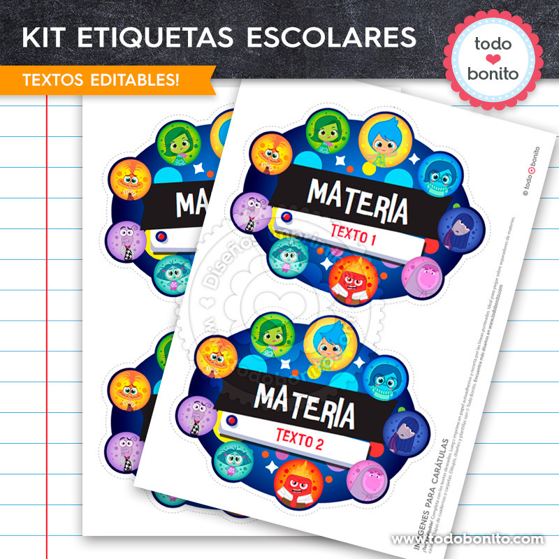 Kit Imprimible de Etiquetas Escolares Intensamente 2 | Personaliza y ...