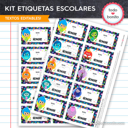 Kit Imprimible de Etiquetas Escolares Intensamente 2 | Personaliza y ...